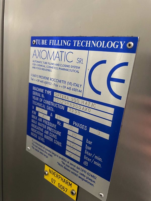 Axomatic Optima 900 Matic - Tube filler - Osertech