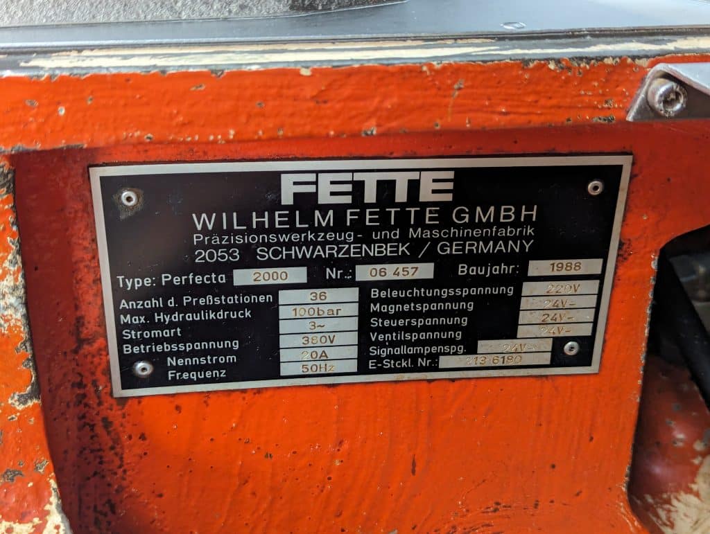 Fette P2000 - Presse à comprimés - Osertech